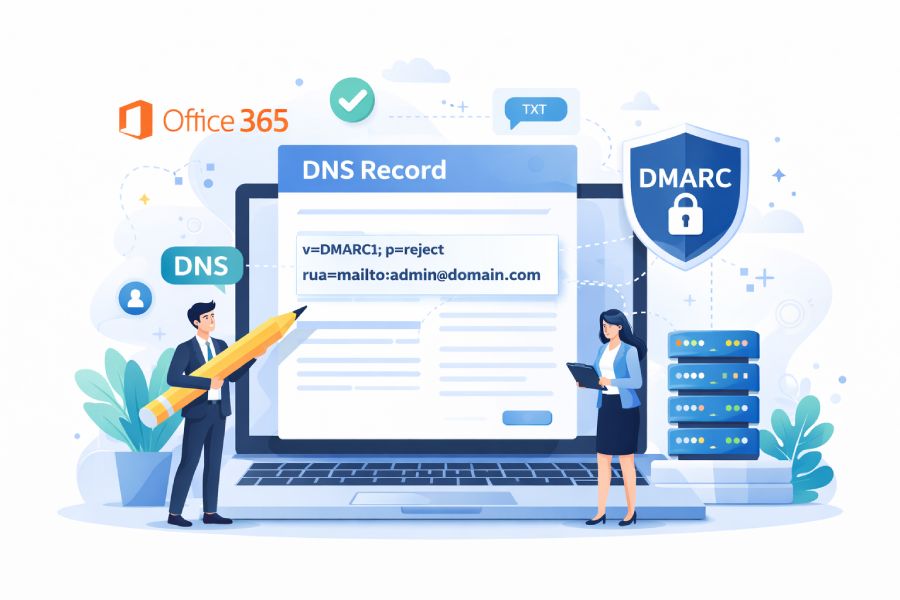 What is the recommended DNS record syntax for a DMARC record used with ...